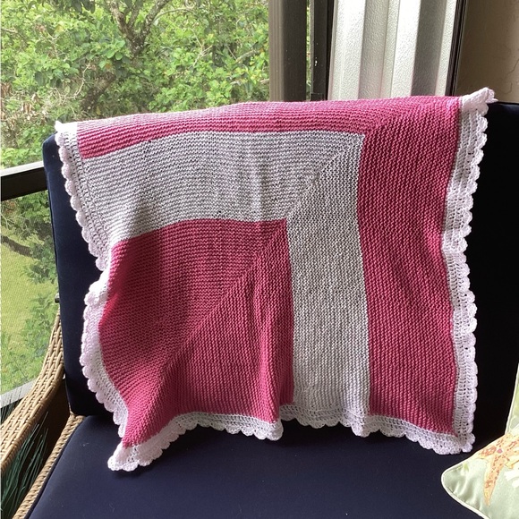 Hand Crafted | Bedding | Blanket Baby Hand Crafted Pink Rose Colorblock ...